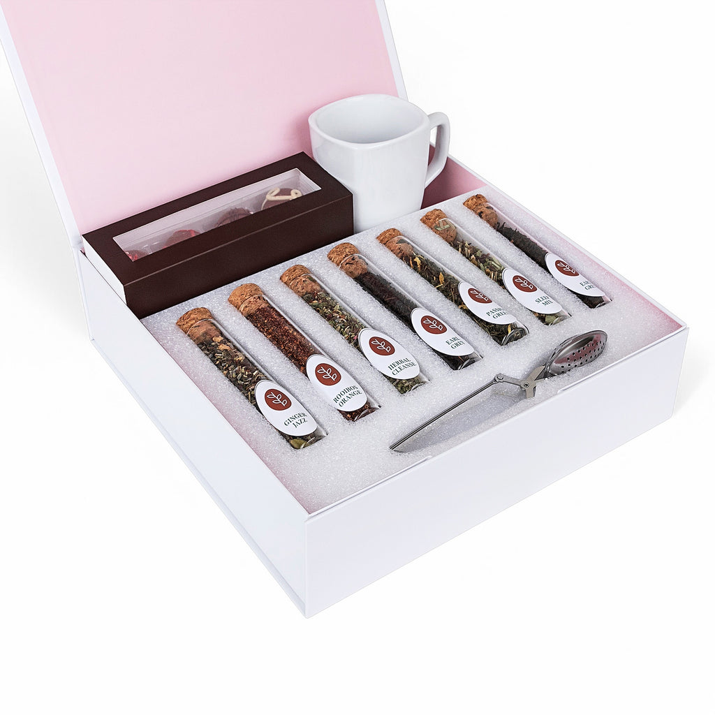 The Maroon Dot Tea + Chocolates Gift Box | Giftsmiths